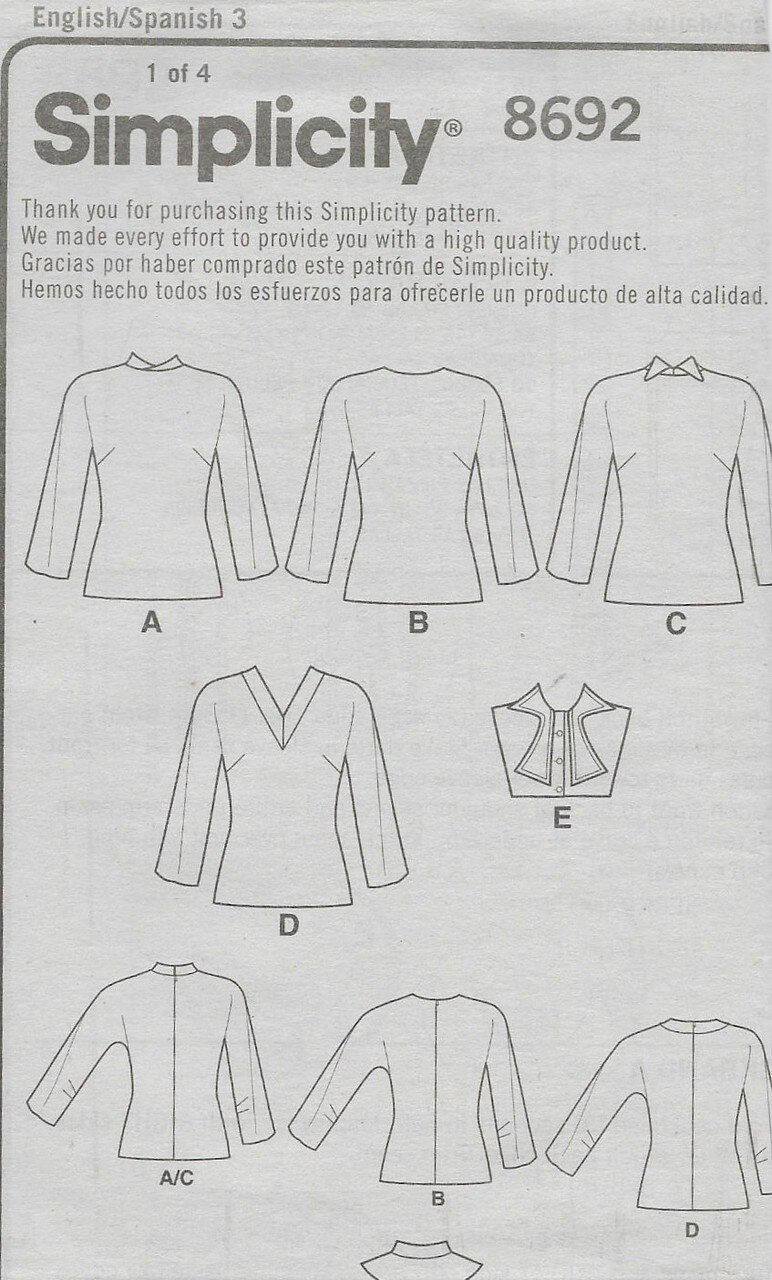 Budget Patterns. 30 SIMPLICITY 8692: 1950s VINTAGE BLOUSE SIZE 6-14