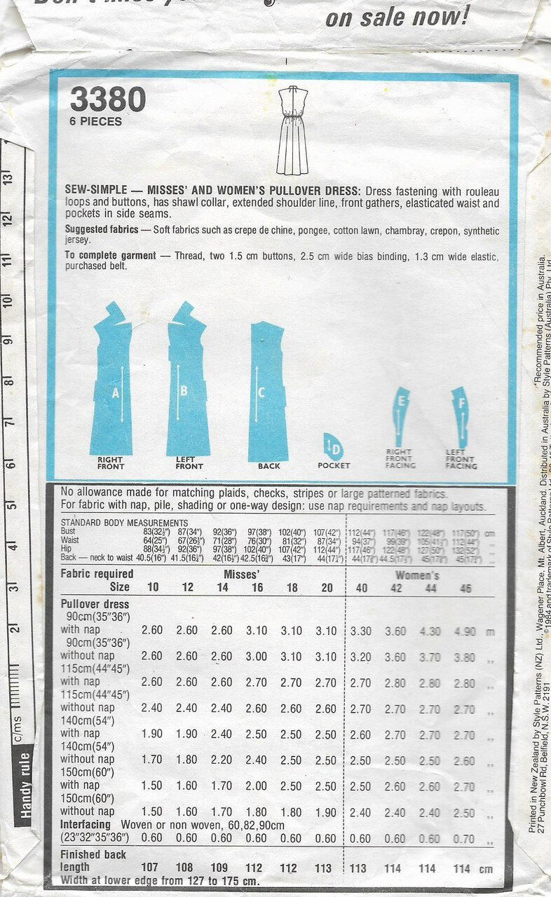 Budget Patterns. C154 STYLE 3380: DRESS SIZE 14-20