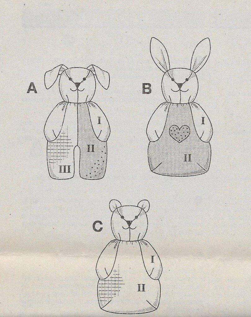 Budget Patterns. 81 BURDA 9808: CHILD'S CUSHIONS DOLPHIN-BUNNY & BEAR