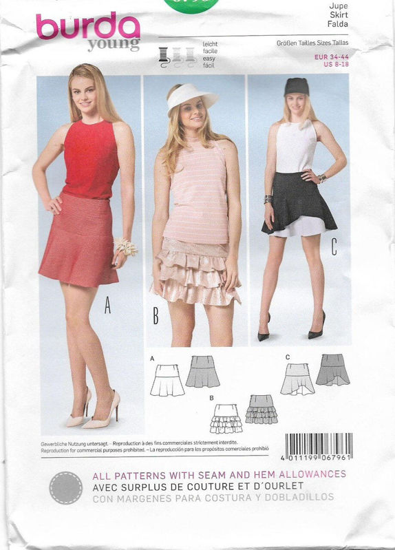 Budget Patterns. B165 BURDA 6796: SKIRT'S SIZE 8-18