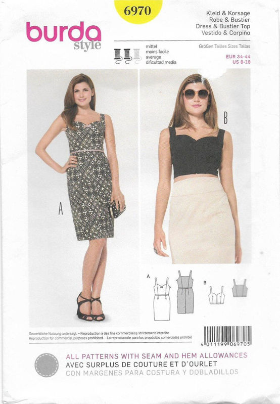 Budget Patterns. A98 BURDA 6970: DRESS & BUSTER TOP SIZE 8-18