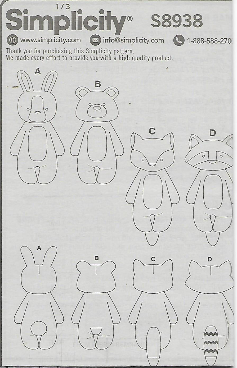 Budget Patterns. 9 SIMPLICITY S8938: STUFFED ANIMALS