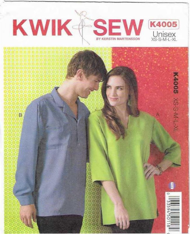 Budget Patterns. B55 KWIK*SEW K4005: UNISEX SIZE XS-XL