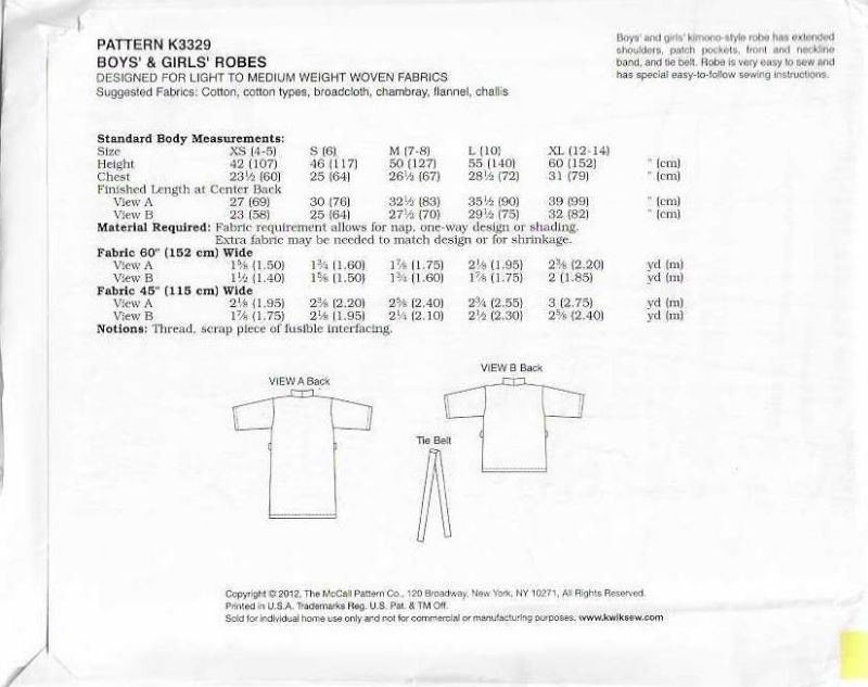 Budget Patterns. 20 KWIK*SEW K3329: BOYS & GIRLS RODES SIZE 4-14