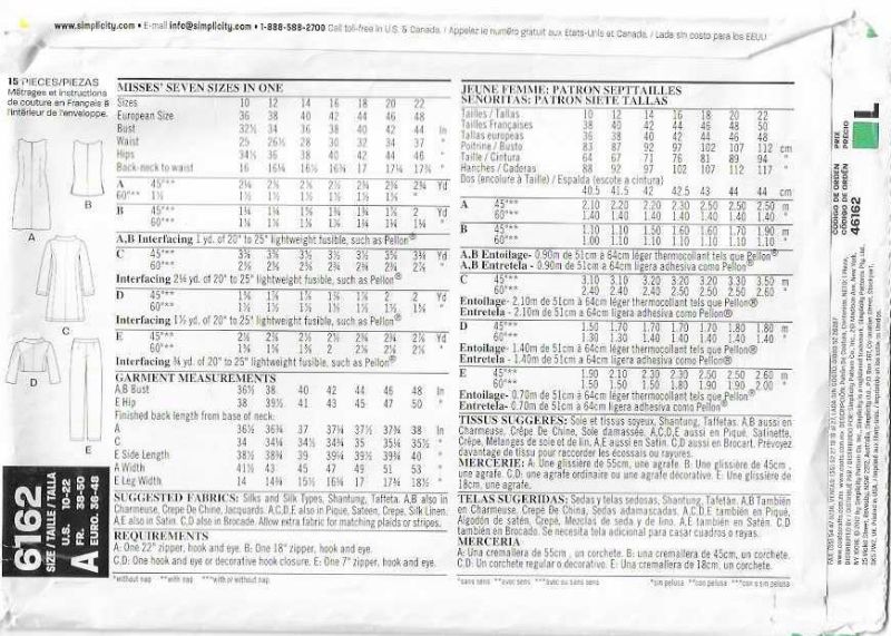 Budget Patterns. A74 NEW LOOK 6162: MIX & MATCH SIZE 10-22