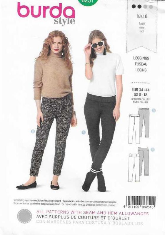 Budget Patterns. B263 BURDA 6251: PANTS SIZE 8-18
