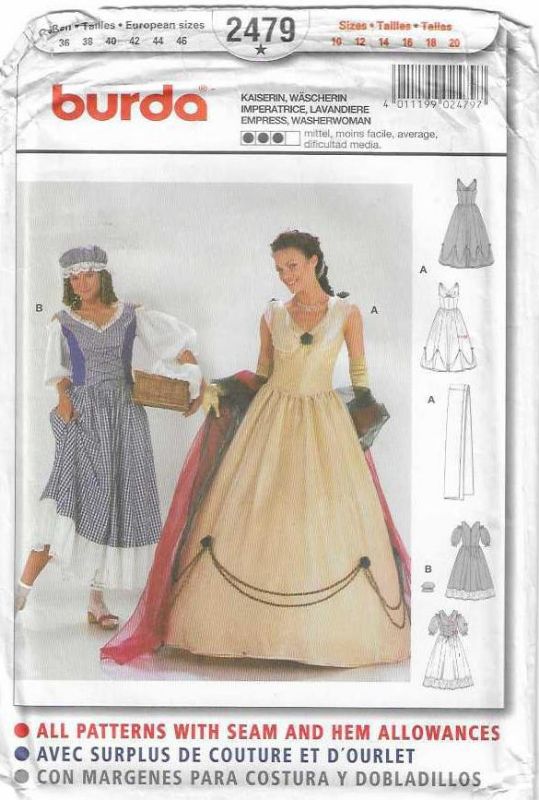 Budget Patterns. 17 BURDA 2479: COSTUME (DRESS) SIZE 10-20