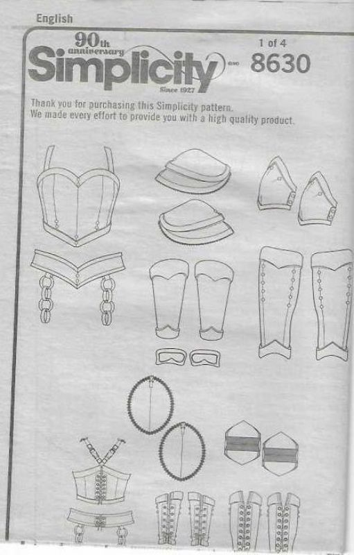 Budget Patterns. B254 SIMPLICITY 8630: COSTUME SIZE 16-24