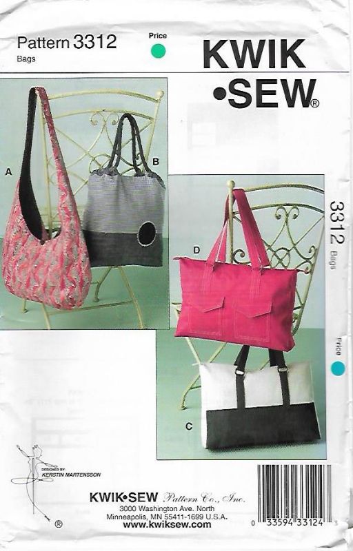 Budget Patterns. A51 KWIK*SEW 3312: BAGS